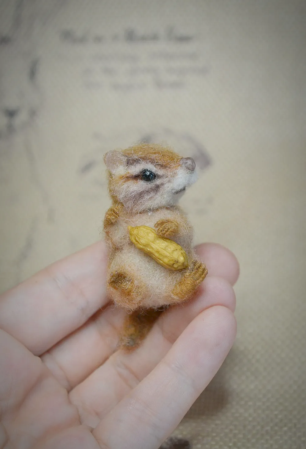Miniature Chipmunk Needle Felted miniature by Lana Hromova - Bear Pile