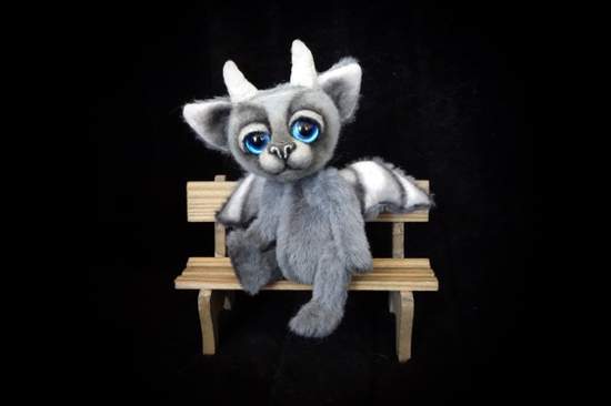 Shari the little Gargoyle Kitten Cat by Lies & Lot Art Bears - Bear Pile