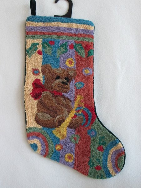 Needle Punch Teddy Bear Holiday Stocking by unknown - Bear Pile