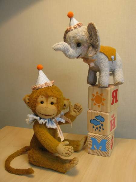 Monkey Toto and his elephant by Alla Generalova - Bear Pile
