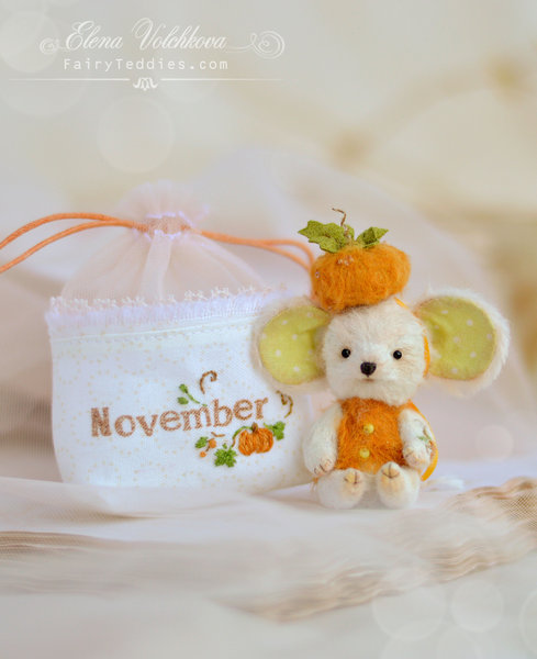 Pumpkin mouse November by Elena Volchkova - Bear Pile